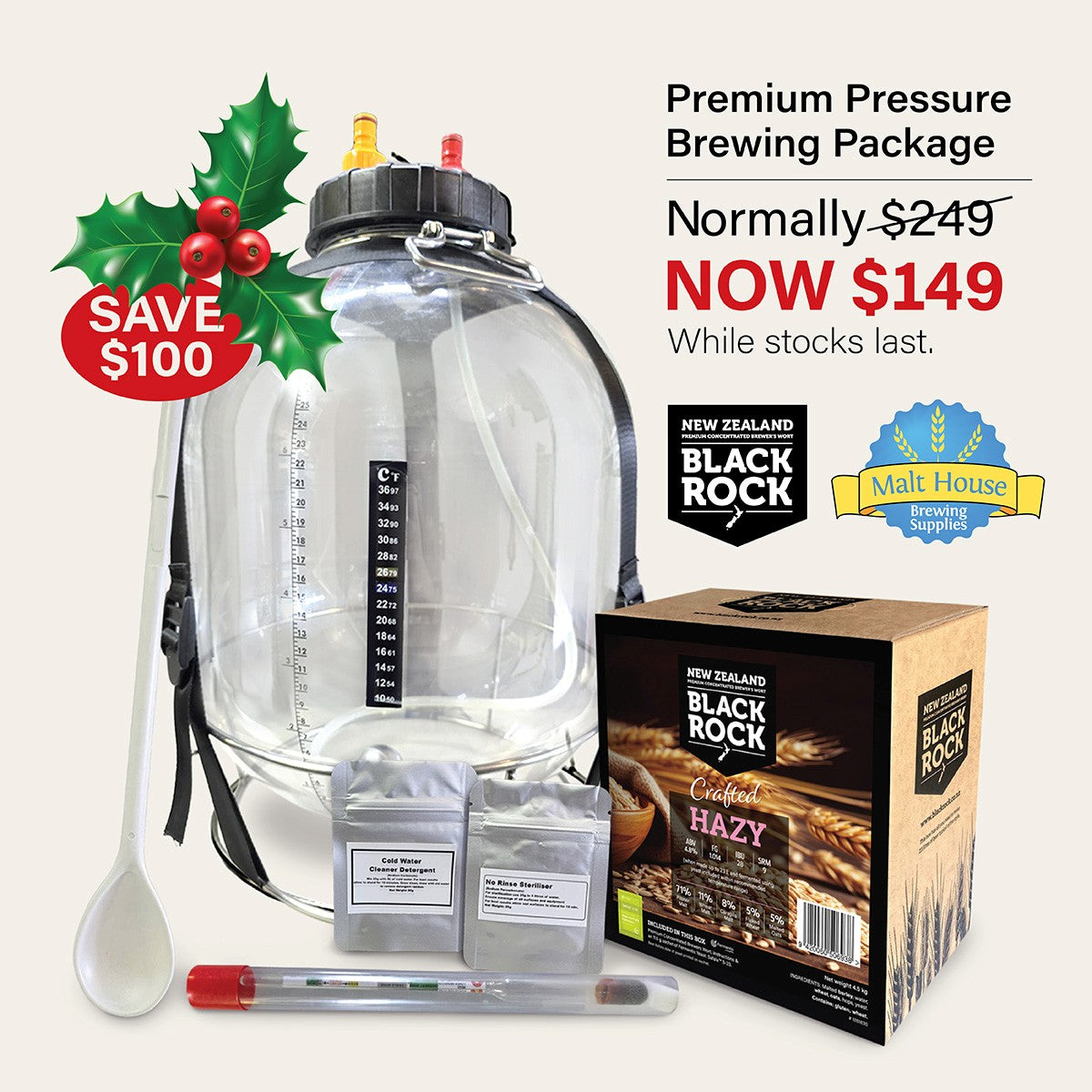 Black Rock Premium Pressure Brewing Starter Package – Dunedin Malt House